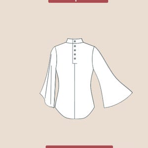 Bell Sleeve Blouse Sewing Pattern: Mandarin Neck (PDF Download) - Etsy