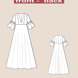 Women Boho Maxi Dress, Victorian Renaissance Dress Sewing Pattern ...
