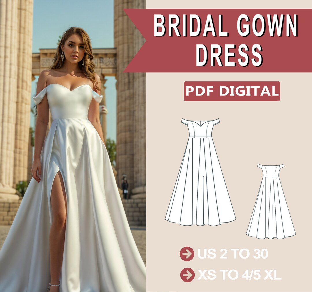 Heart Neck Bridal Gown, Bridal Gown Sewing Pattern, Cocktail Dress Pattern, Fairy Dress Pattern ...