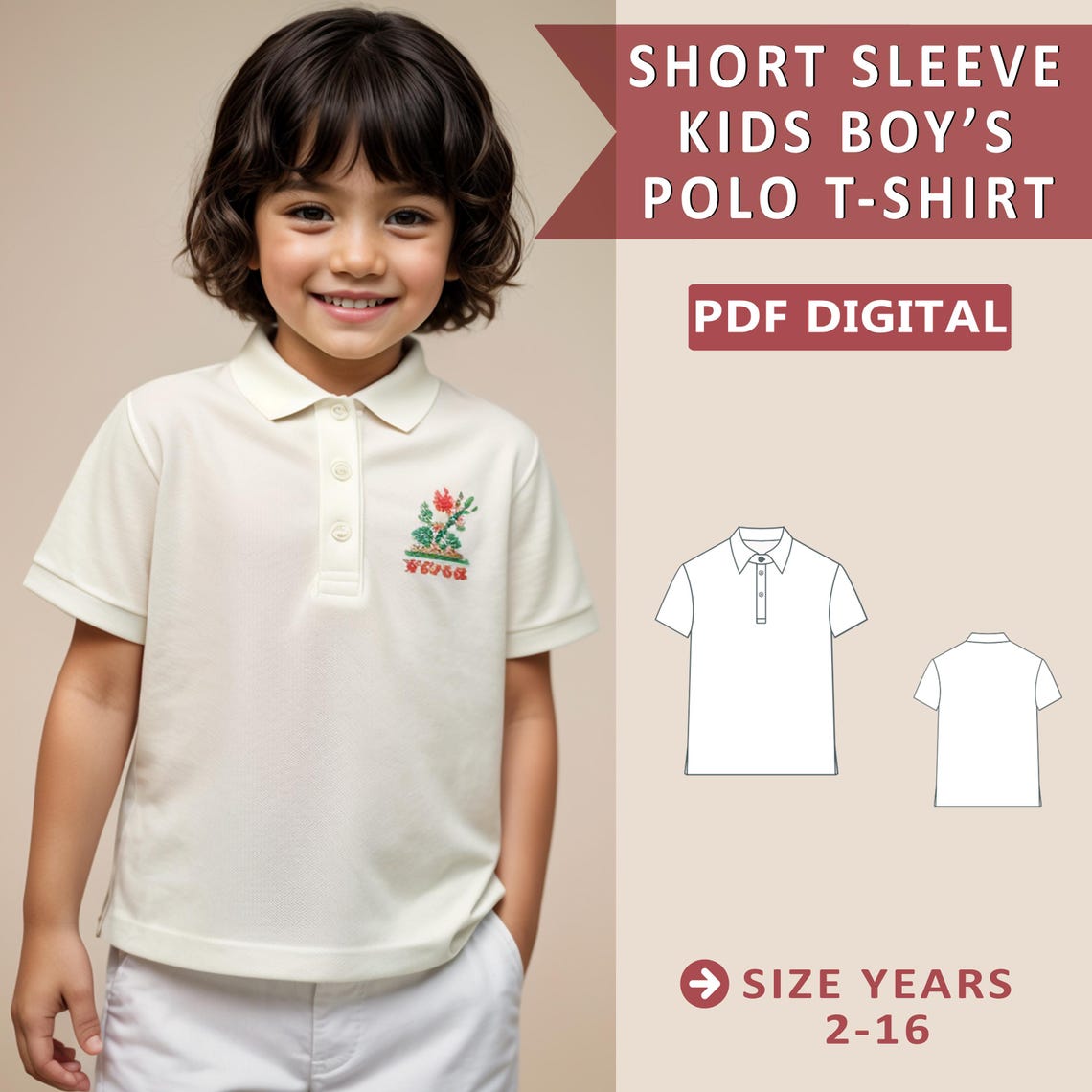 Kids' Boy's Polo Shirt Sewing Pattern (PDF Pattern, Ages 2-16) - Etsy