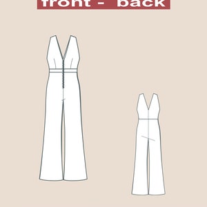 Wide Leg Full Jumpsuit Sewing Pattern, PDF Sewing Pattern Instant ...