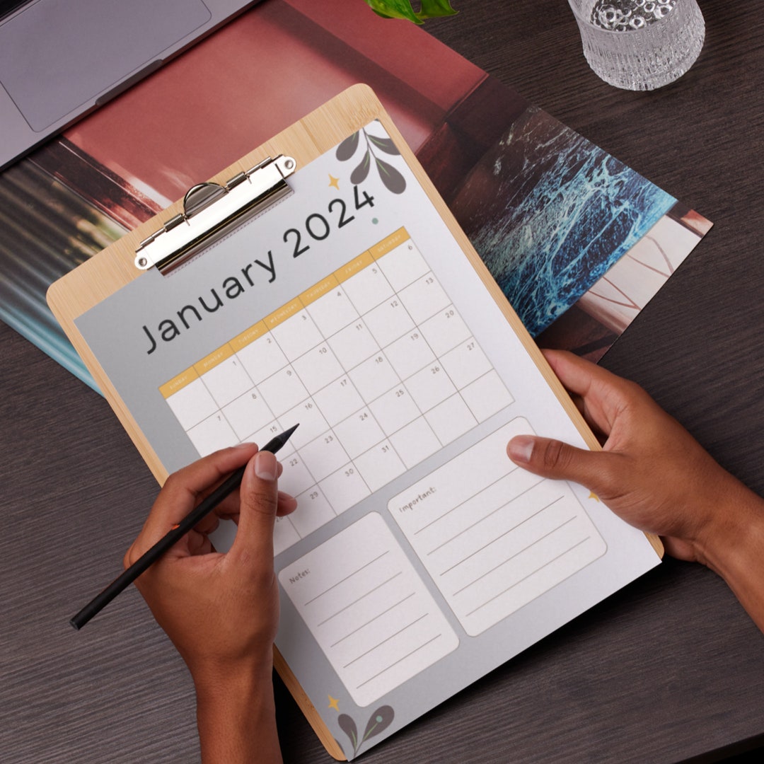 Minimalist 2024 Calendar, Modern Design, Large Date Boxes, Home Planner ...