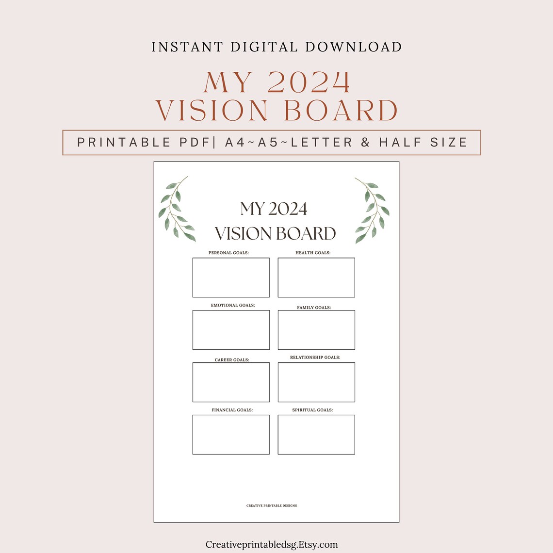 My 2024 Vision Board Printables Template, 2024 Setting Tracker ...