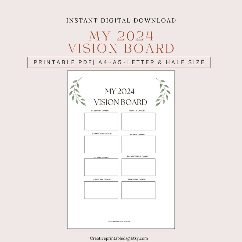 My 2024 Vision Board Printables Template, 2024 Setting Tracker ...