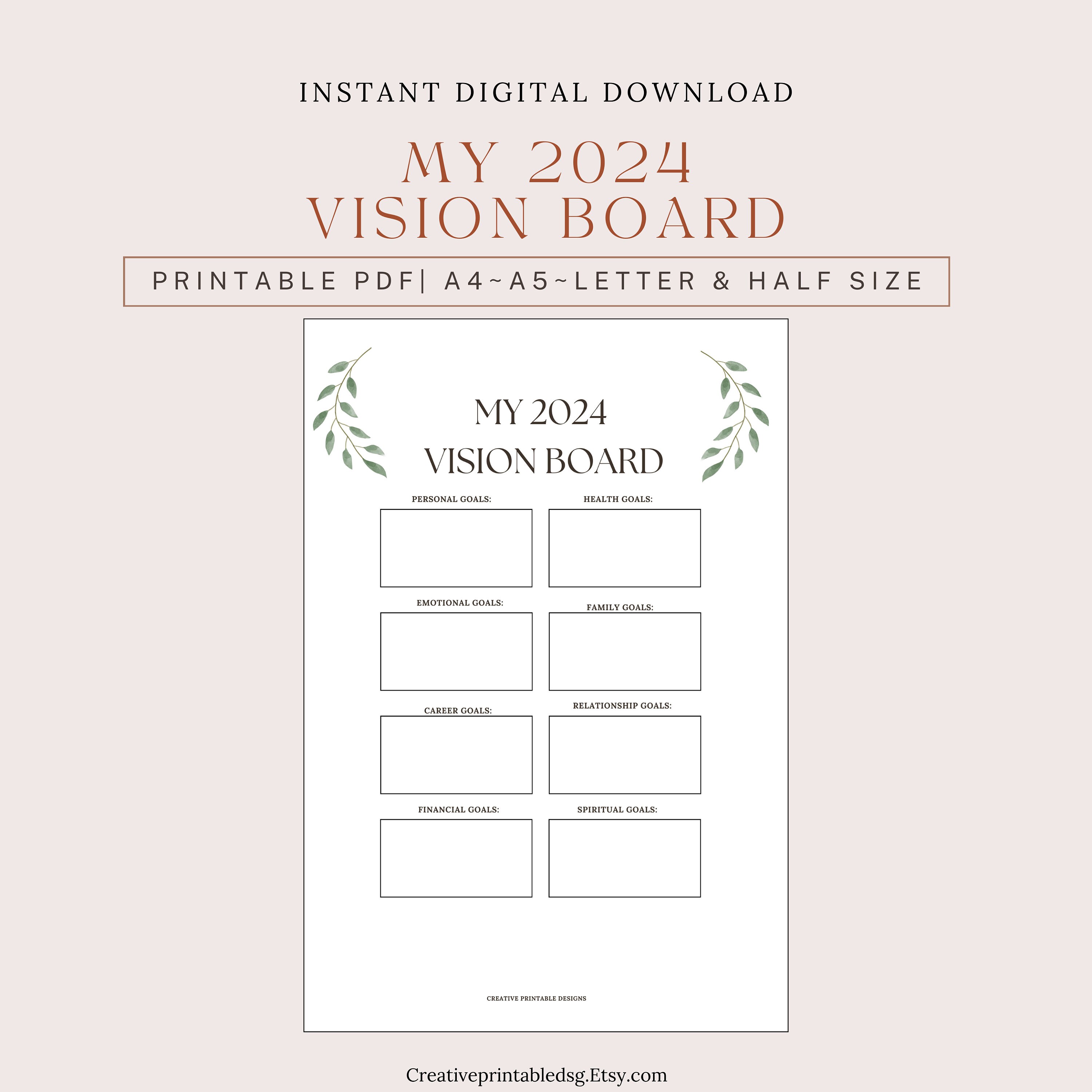 My 2024 Vision Board Printables Template, 2024 Setting Tracker ...