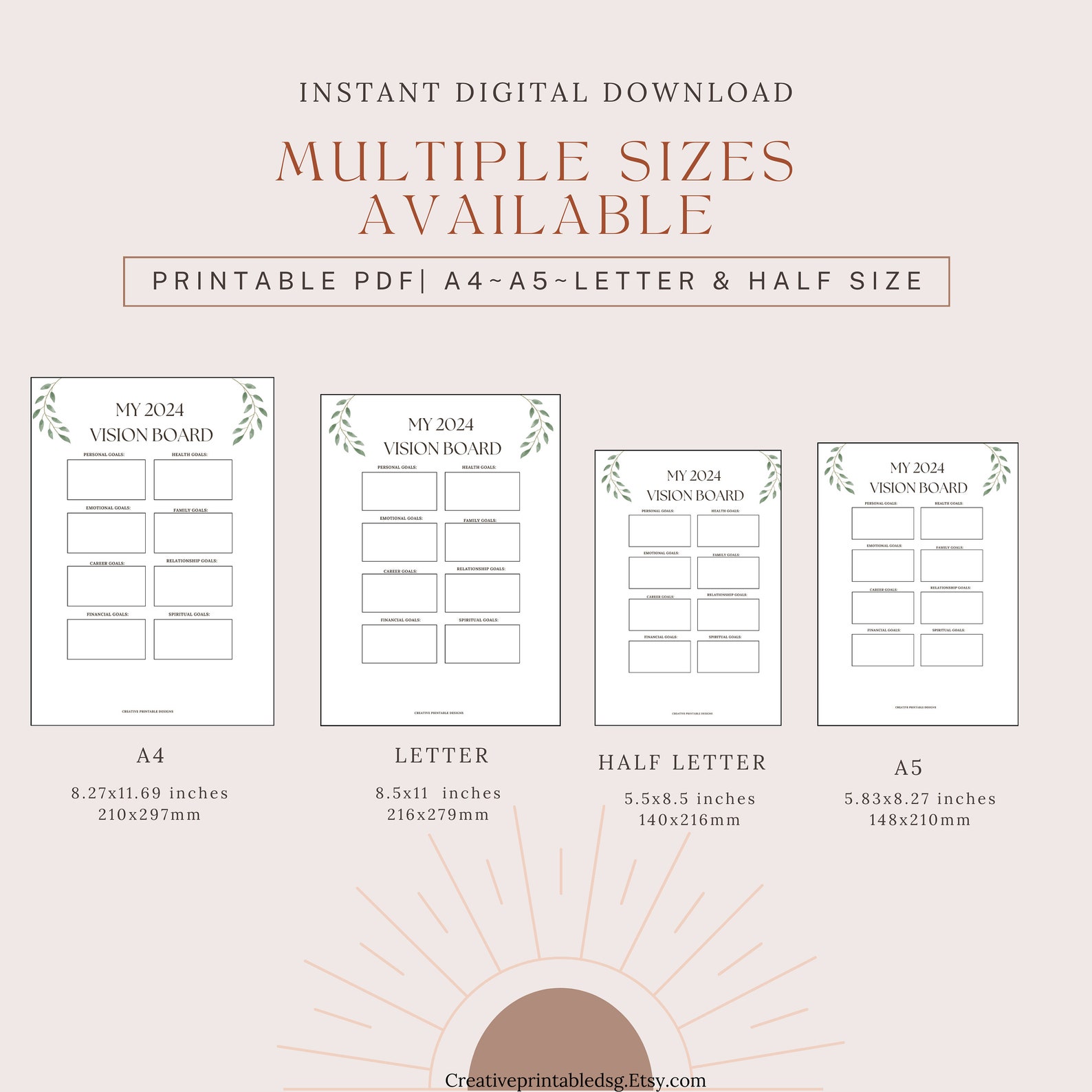 My 2024 Vision Board Printables Template, 2024 Setting Tracker ...