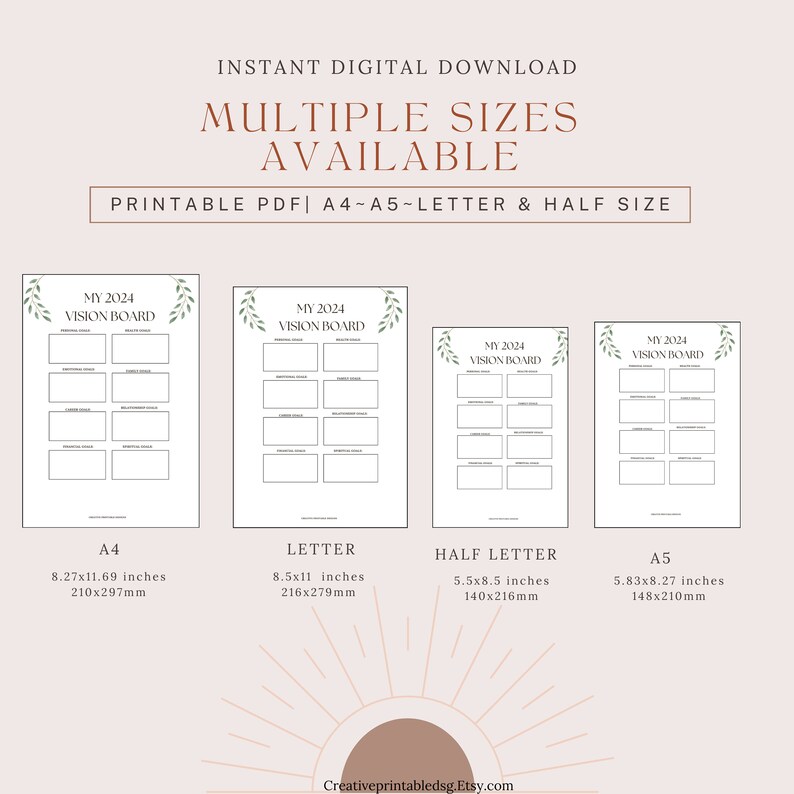 My 2024 Vision Board Printables Template, 2024 Setting Tracker ...