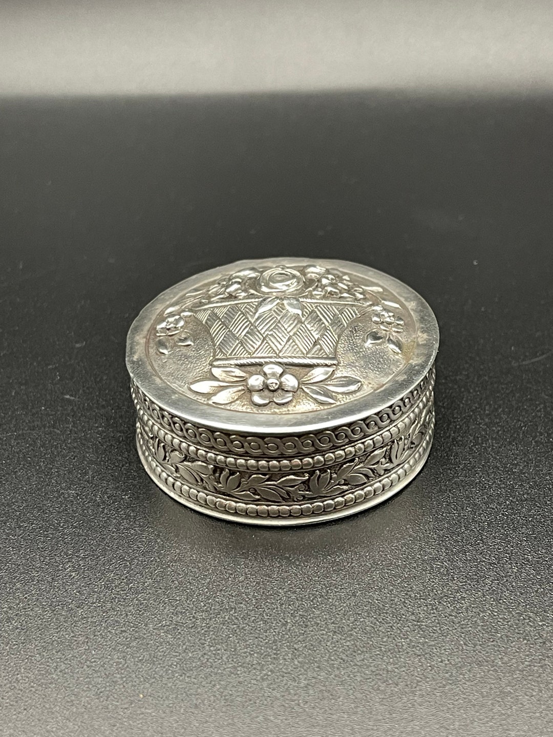 Antique German 800 Silver Snuff Pill Box, Floral Motif Pill Case ...