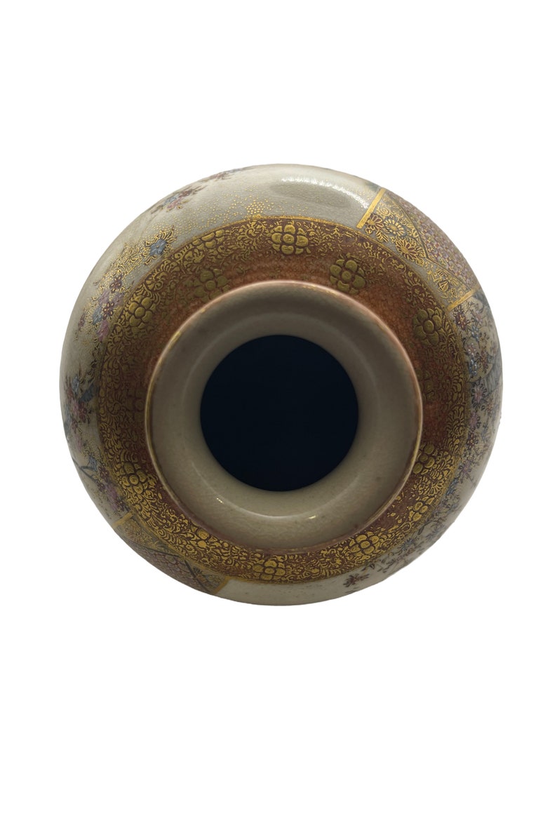 Antique Japanese Satsuma Ovoid Vase, Signed Dozan, 19th Century Ceramic ...