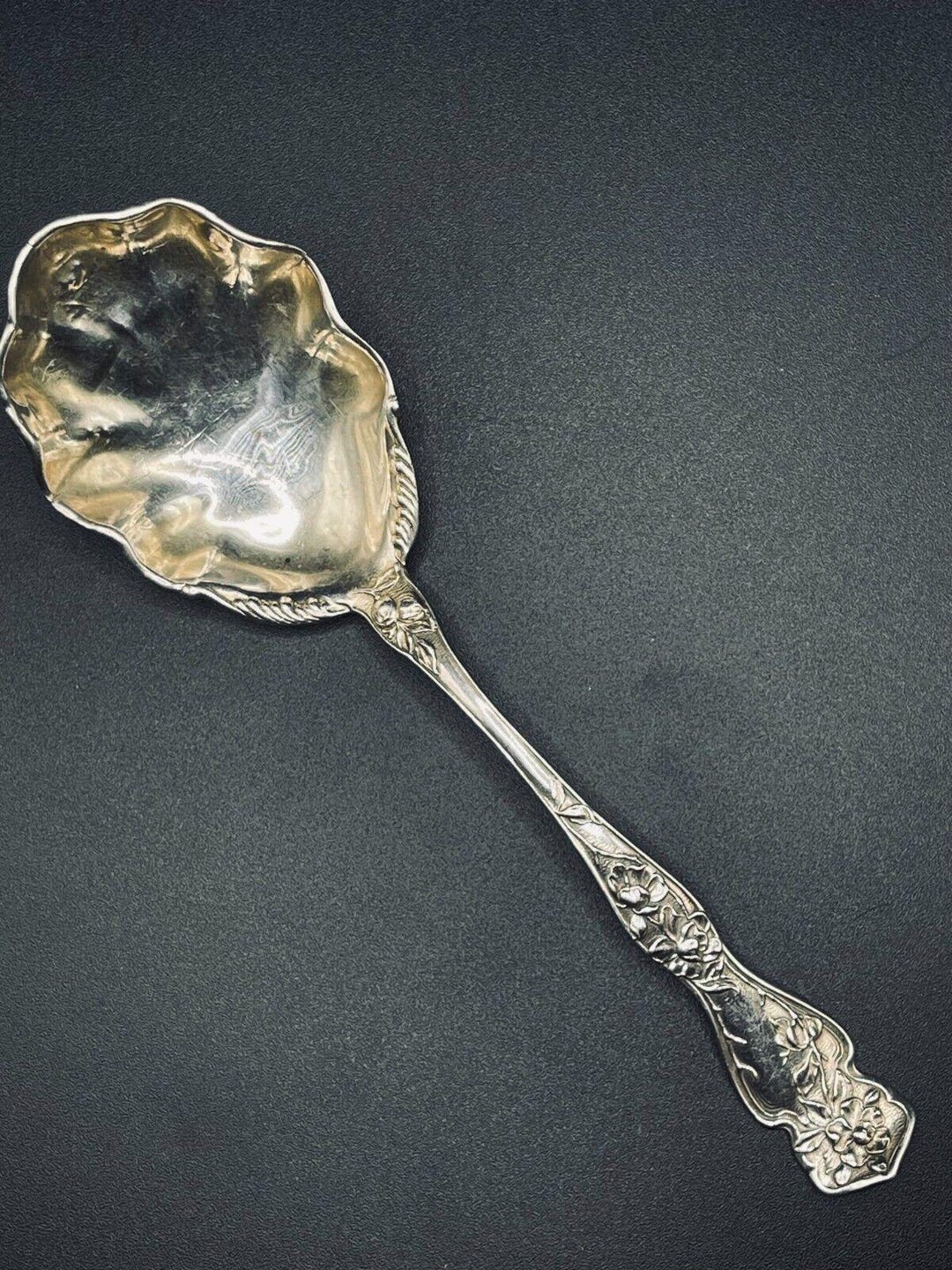 Antique Sterling Silver Shell Spoon With Embossed Floral Handle - Etsy