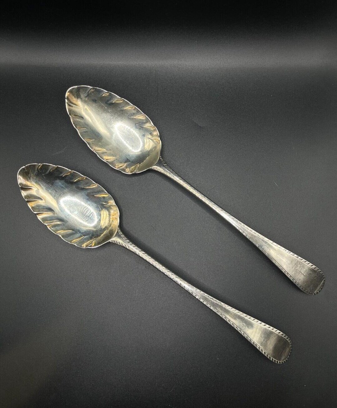 Antique Sterling Silver George III Serving Spoons, London 1795, Samuel ...