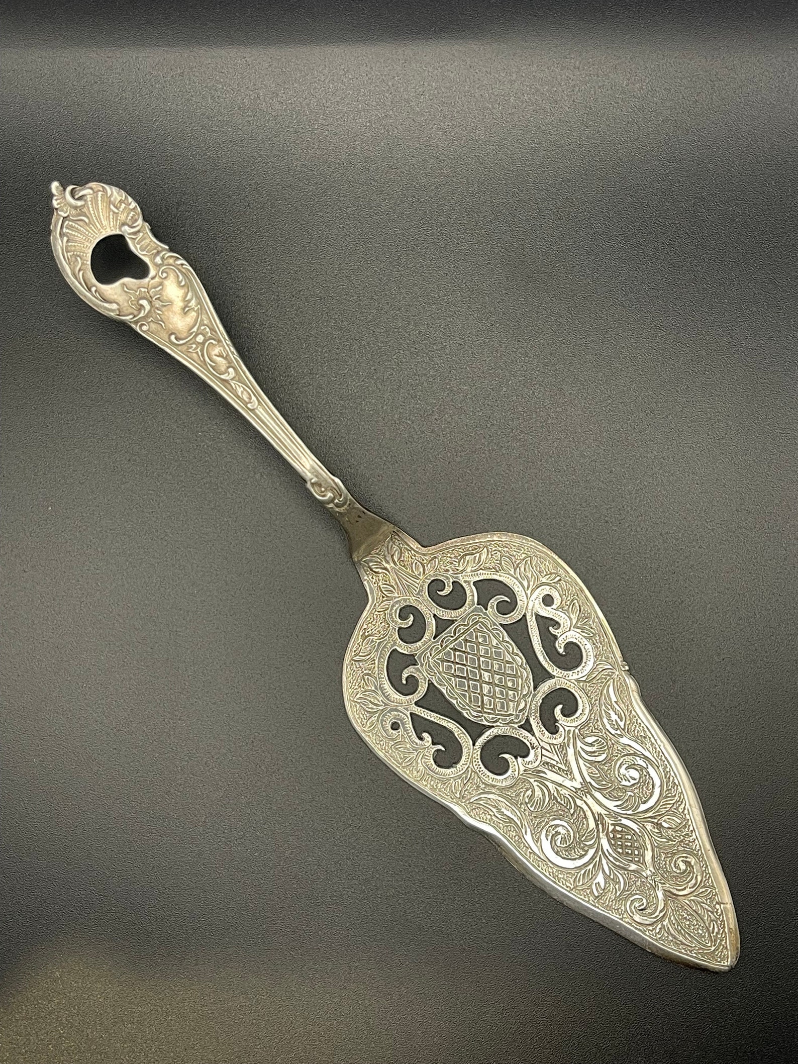 Antique Sterling Silver Cake Server Floral & Scrollwork Design Vintage ...