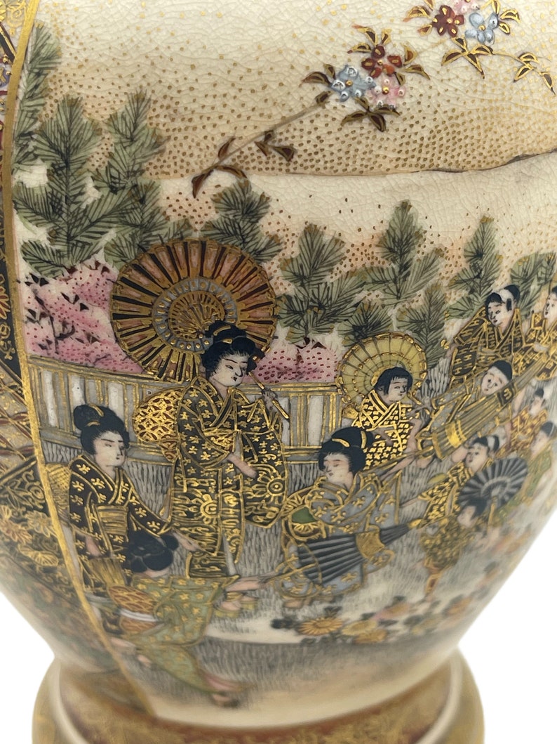 Antique Japanese Satsuma Ovoid Vase, Signed Dozan, 19th Century Ceramic ...