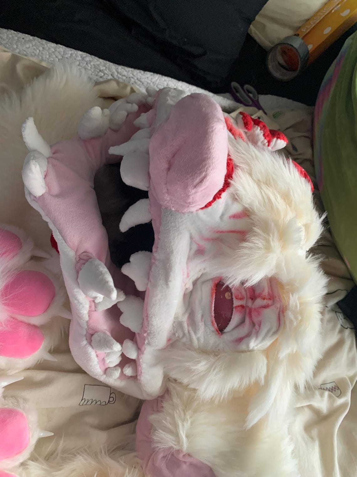 Albino Horror Zombie Bat Fursuit Mini Partial, Includes Head, Paws, and ...