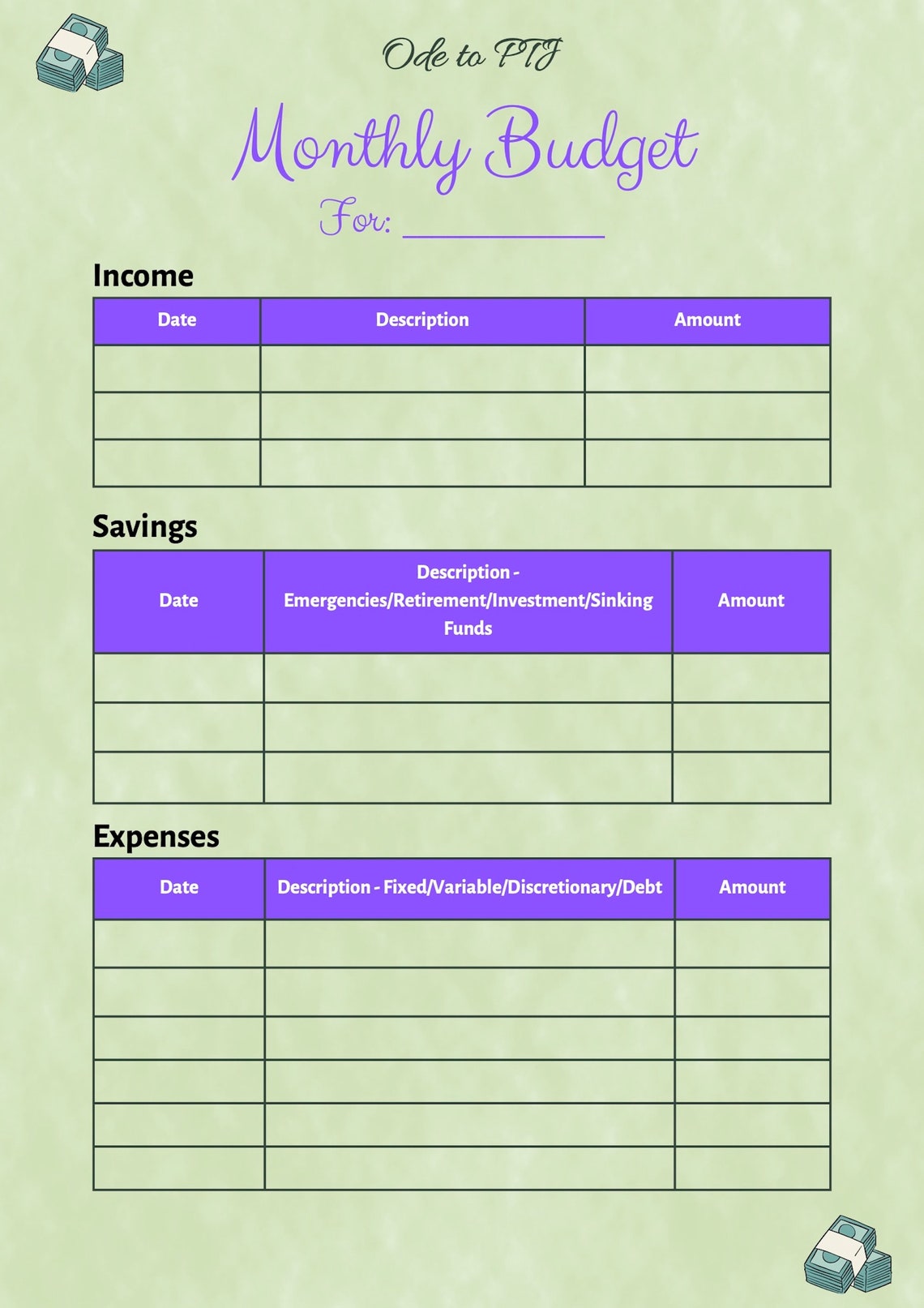 Monthly Budget Template, Income & Expense Tracker, Money Management ...