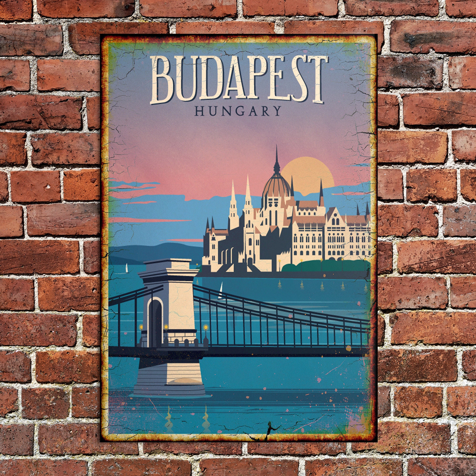 Budapest Postal Metal Póster Sign, Budapest Postal, Budapest Postal ...