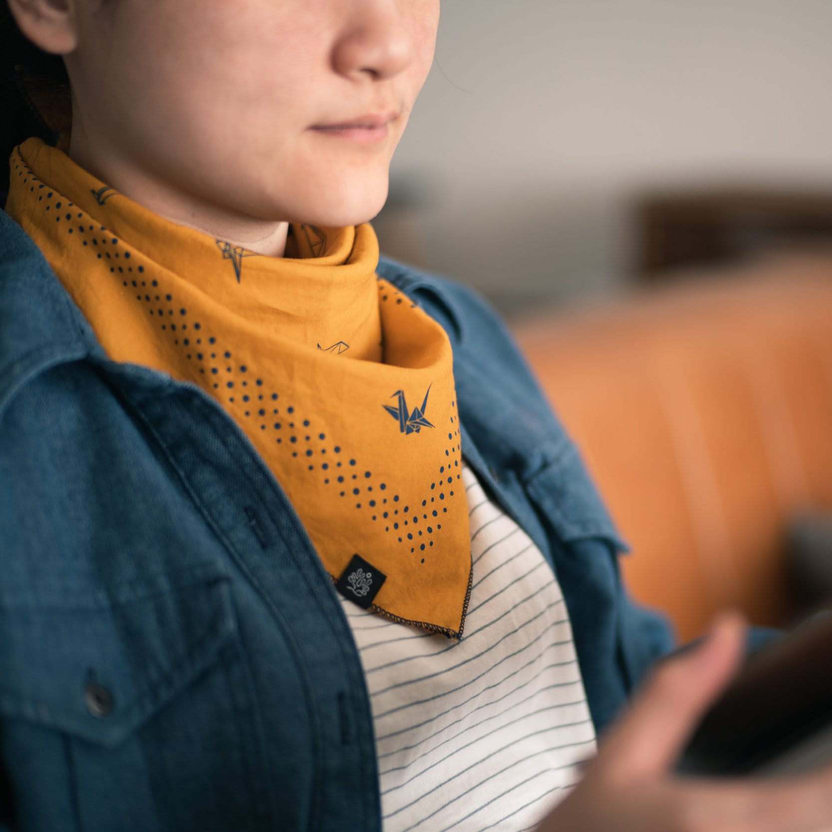 100% Cotton Yellow Bandana, Extra Soft, Headband, the Origami Bird ...