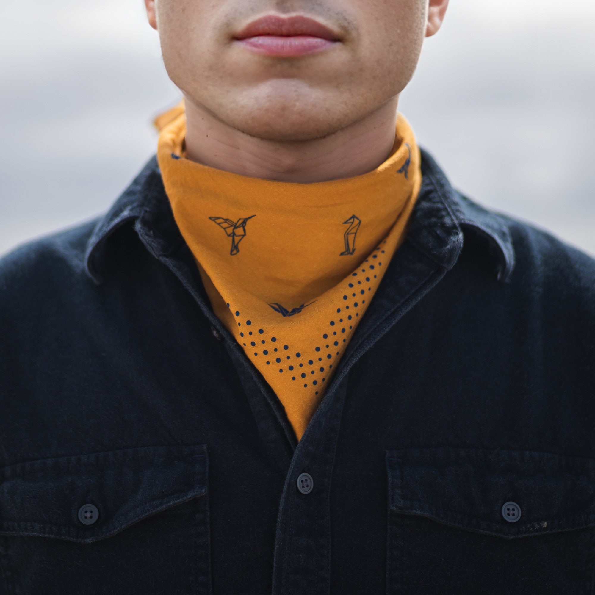 100% Cotton Yellow Bandana, Extra Soft, Headband, the Origami Bird ...