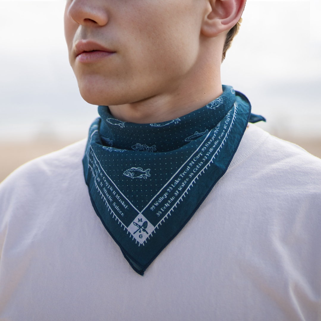 Blue Game Fish Bandana, Good Luck Angler, Headband, Neck Gaiter, Face ...