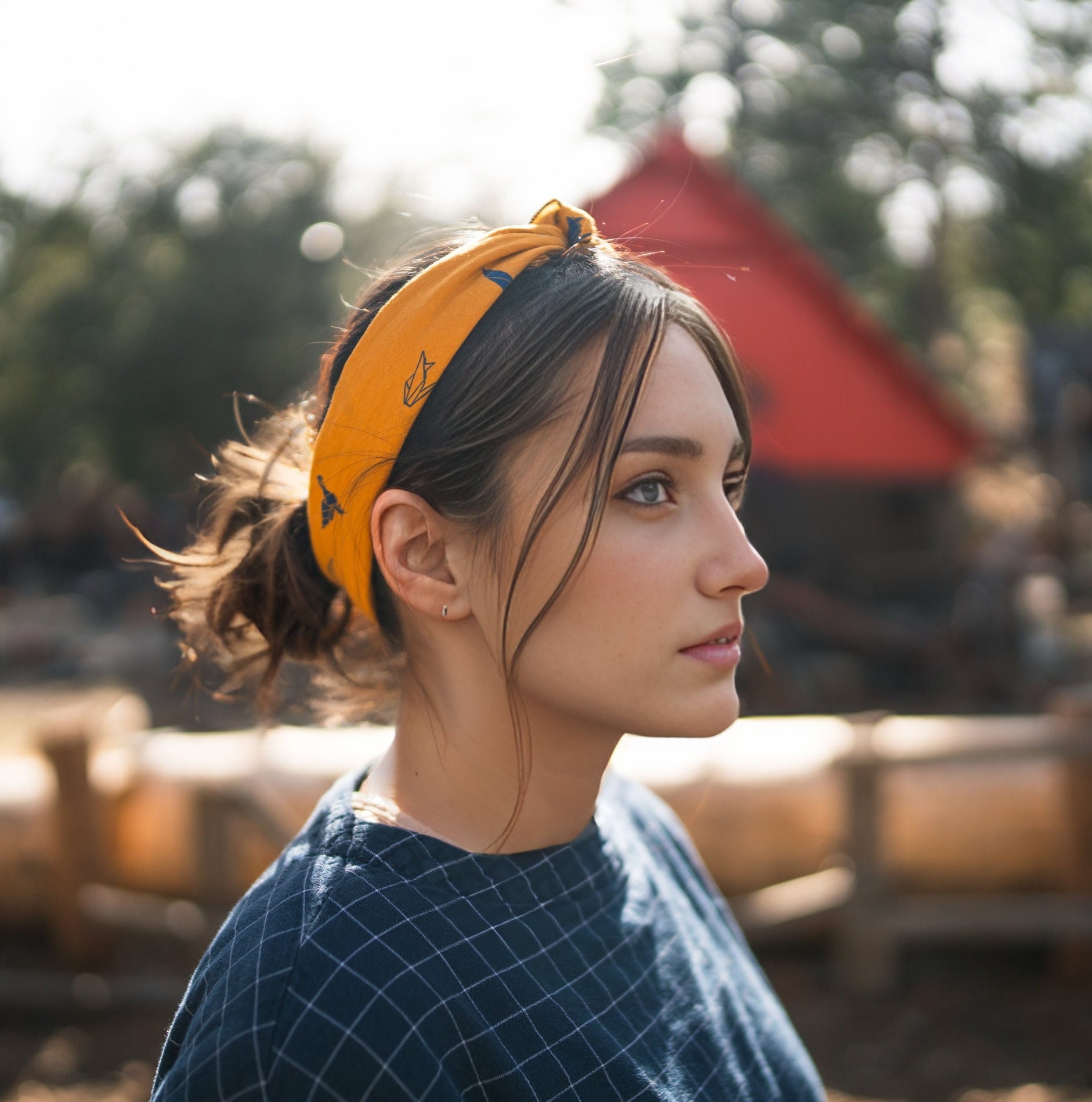 100% Cotton Yellow Bandana, Extra Soft, Headband, the Origami Bird ...