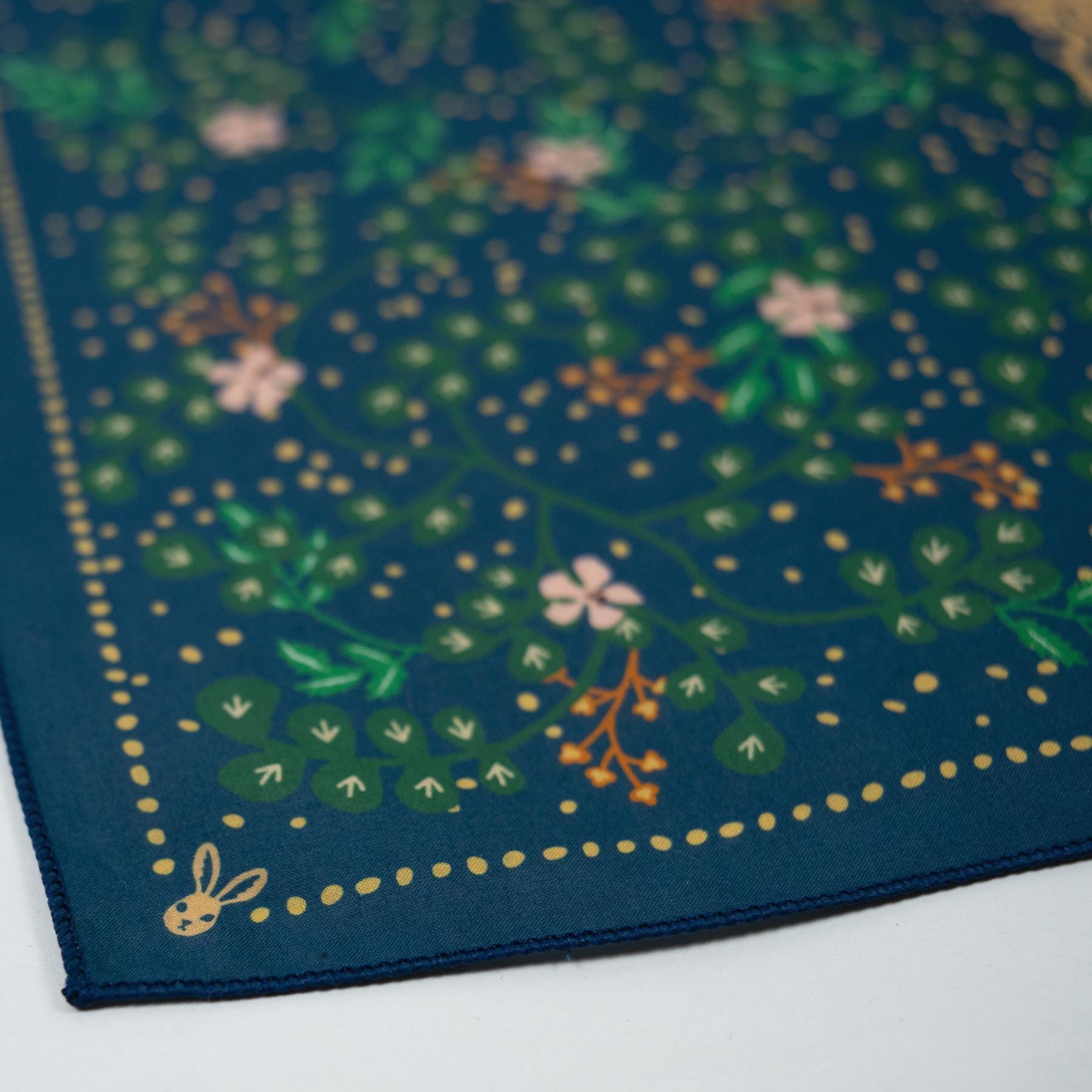 Dark Green Leaf Floral Bunny Cotton Bandana: Boho Headscarf, Botanical ...