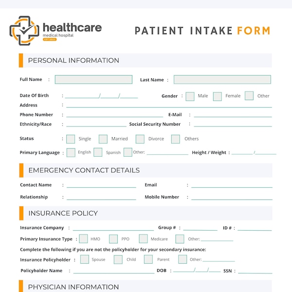 Patient Intake - Etsy