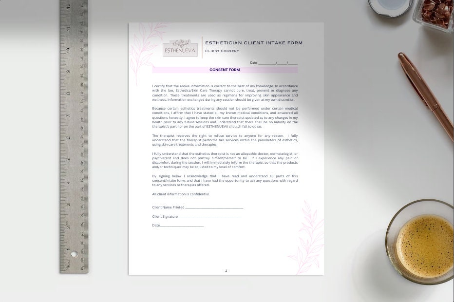 Facial Consultation Form, Client Intake Form,beauty Salon Printable ...