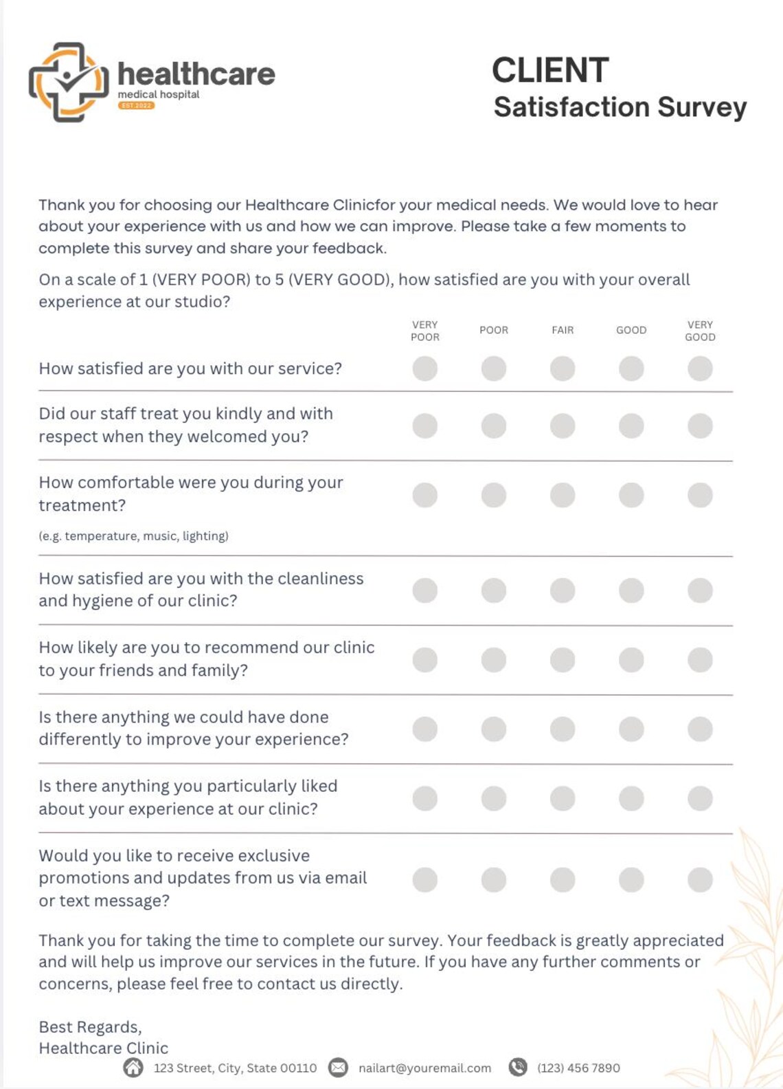 Patient Intake Form | Client Consent Form | Client Satisfaction Survey ...