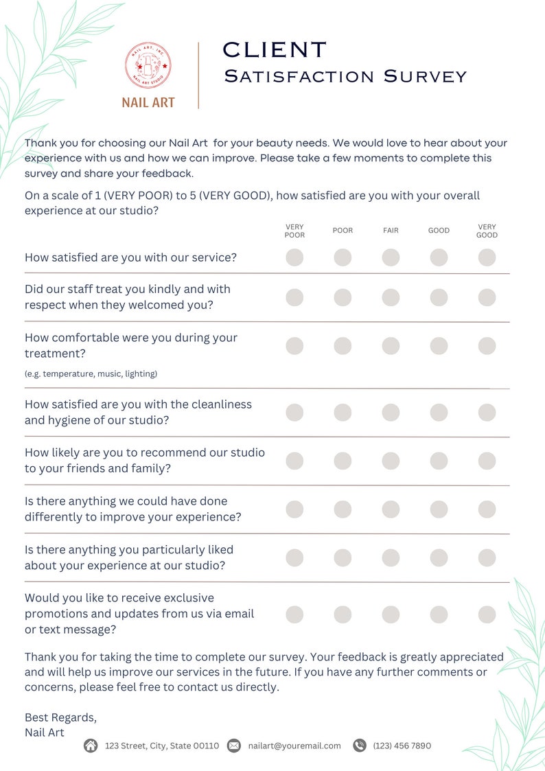 Nail Salon Forms: Client Intake, Consent, Satisfaction, Price List ...
