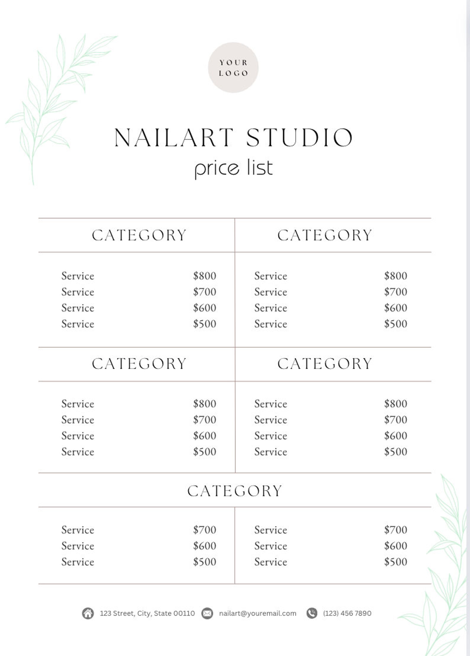 Nail Salon Forms: Client Intake, Consent, Satisfaction, Price List ...