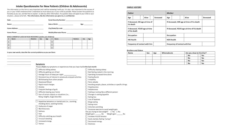 Counseling Intake Form, Informed Consent for Counseling and ...