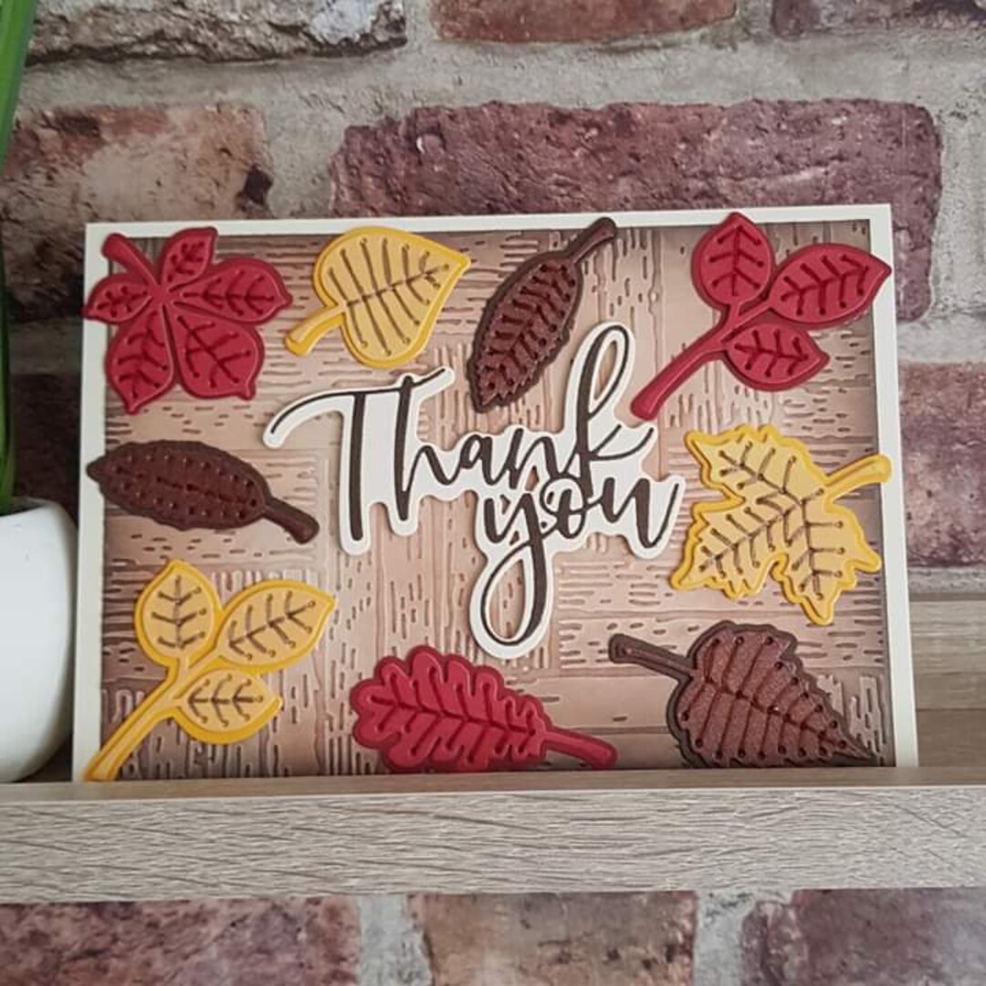 Handmade Thank You Card Autumn Leaves - Etsy