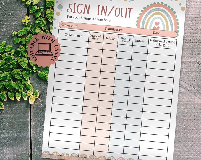 Mon-fri Sign-in Template, Printable Sign-in and Sign-out Sheet, Weekly ...