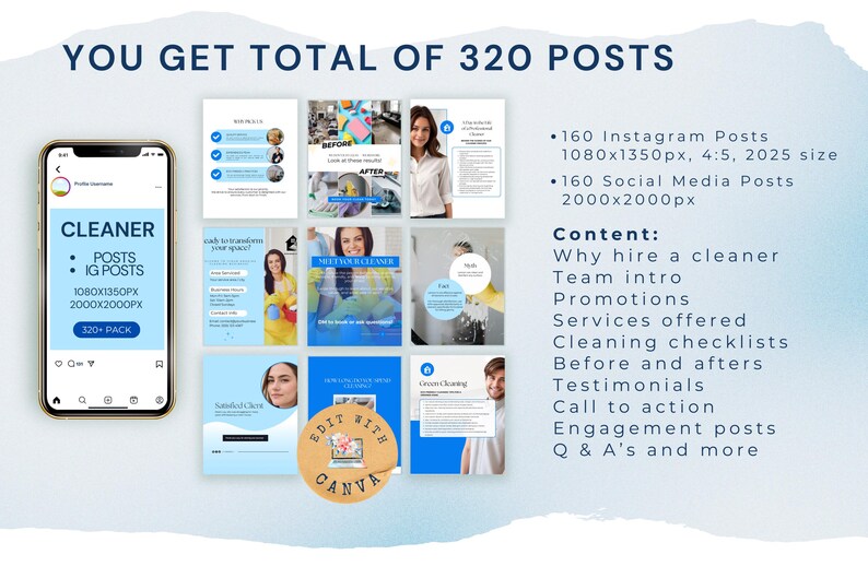 House Cleaning Instagram Canva Templates, Cleaner 2025 Instagram Posts ...