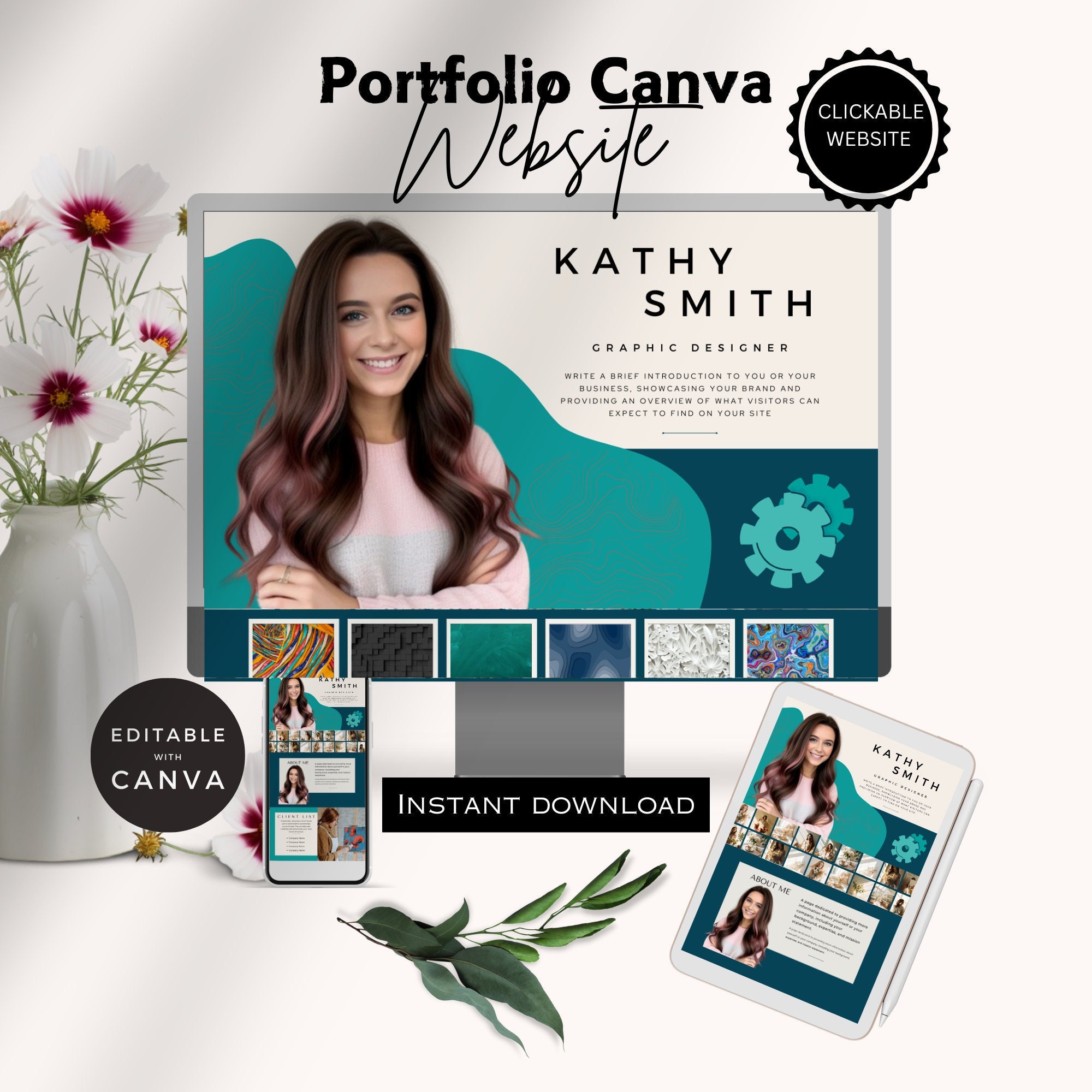 Portfolio Canva Website Template, Clickable Landing One Page, Clean ...