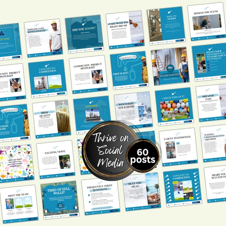 House Painter Canva Social Media Posts | Painting Business Marketing ...