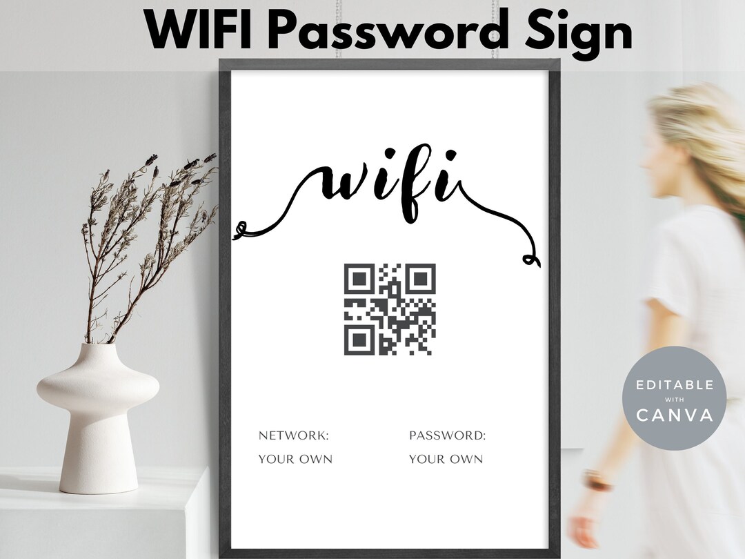 Wifi Password Sign, QR Code, Internet Password, Airbnb, Wedding, VRBO ...
