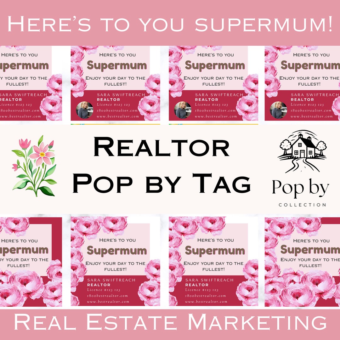 Here's to You Supermum Pop by Tag, Realtor Appreciation and Marketing, INSTANT DOWNLOAD, Fully ...
