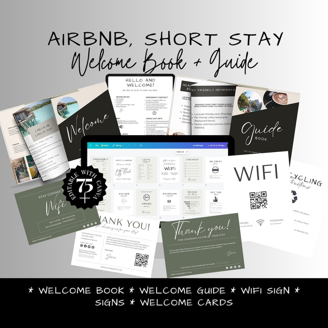 Airbnb Host Welcome Kit, Guest Guide & Airbnb Signs, Wifi Sign ...