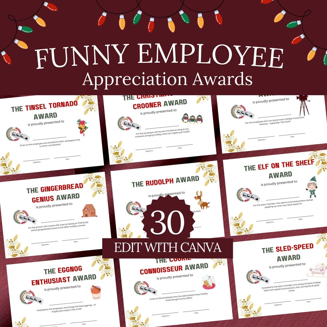 Funny Employee Christmas Awards, Employee Appreciation, Funny Work ...