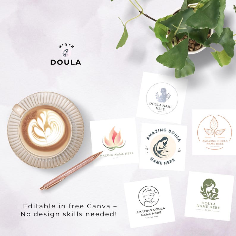 Doula Logos, Birth Doula Branding, Canva Templates - Etsy