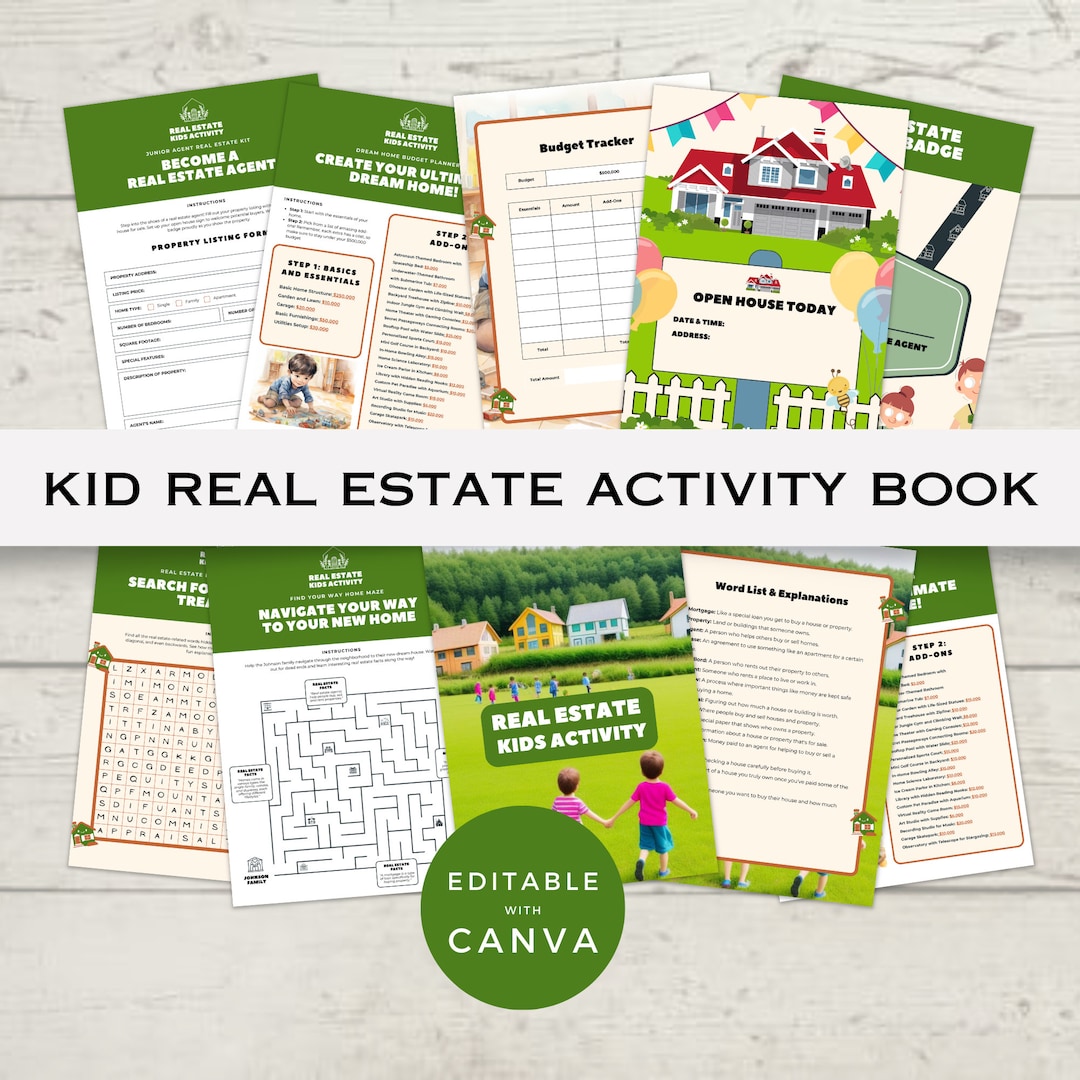 Real Estate Kids Activity Book Budgeting for Kids Pretend to Be an ...