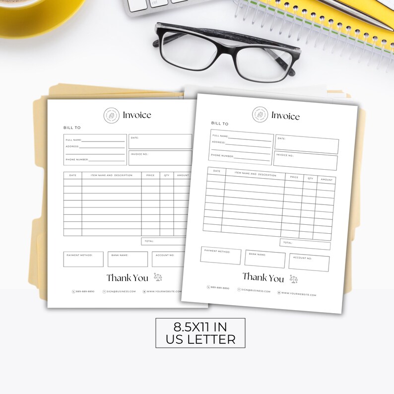 Notary Invoice Template, Editable Canva Business Invoice, Notary Public ...