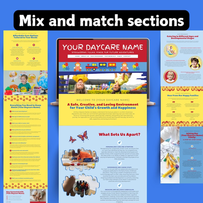 Daycare Canva Website Template | Kindergarten Website | Childcare ...