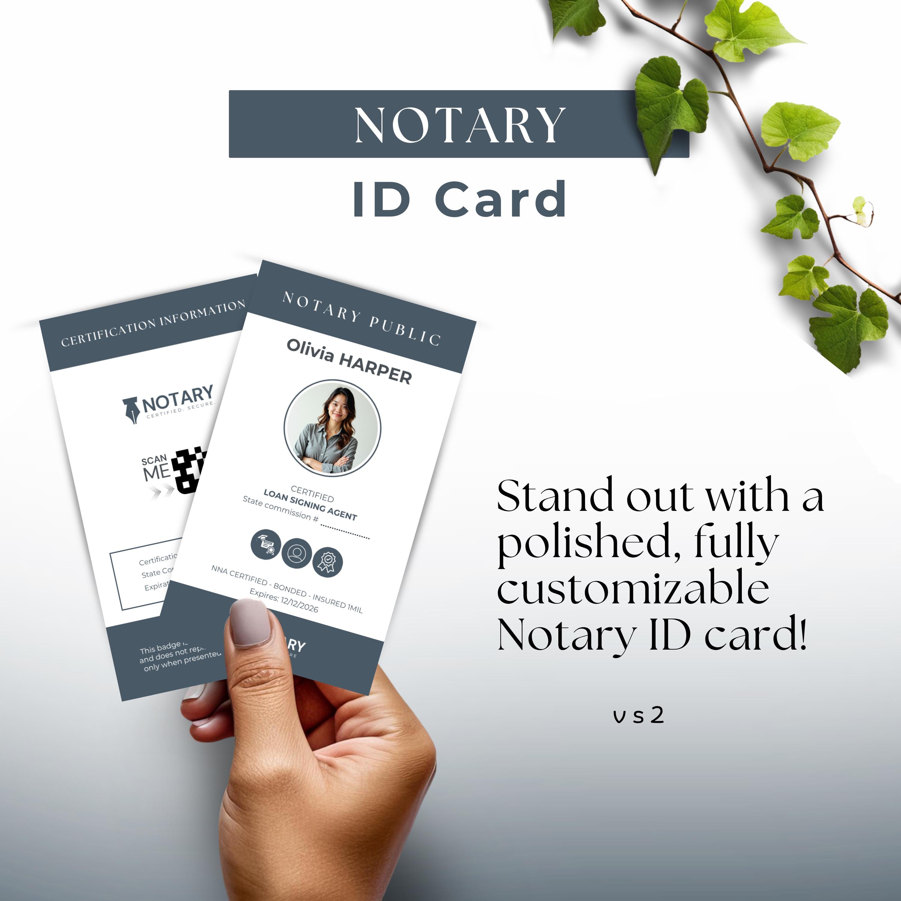 Notary Public ID Card Template, 2-sided Canva Design, Editable Name ...