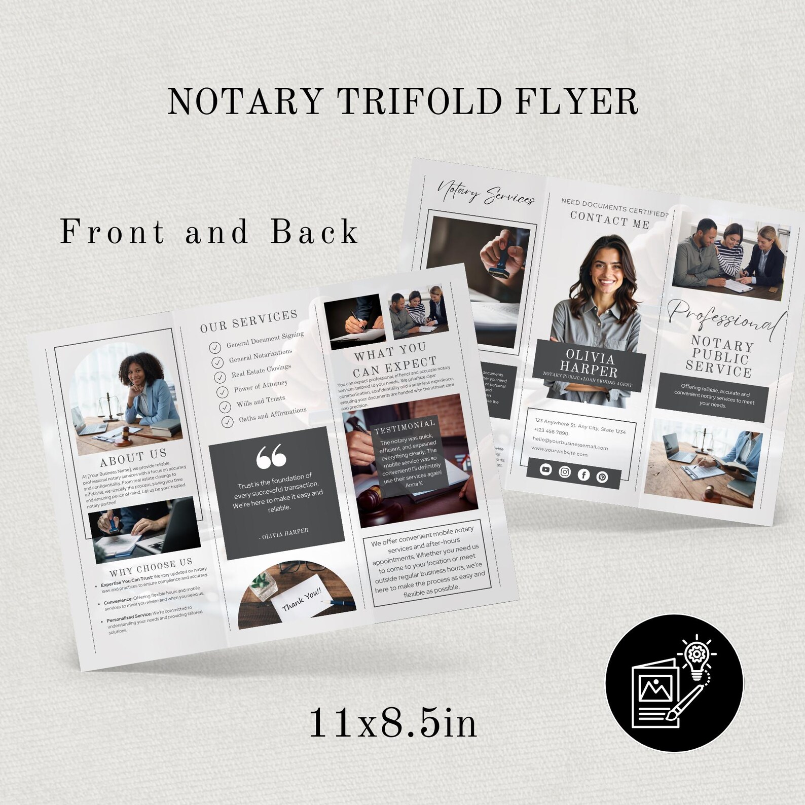 Notary Trifold Flyer, Signing Agent Brochure, Notary Public Pamphlet ...