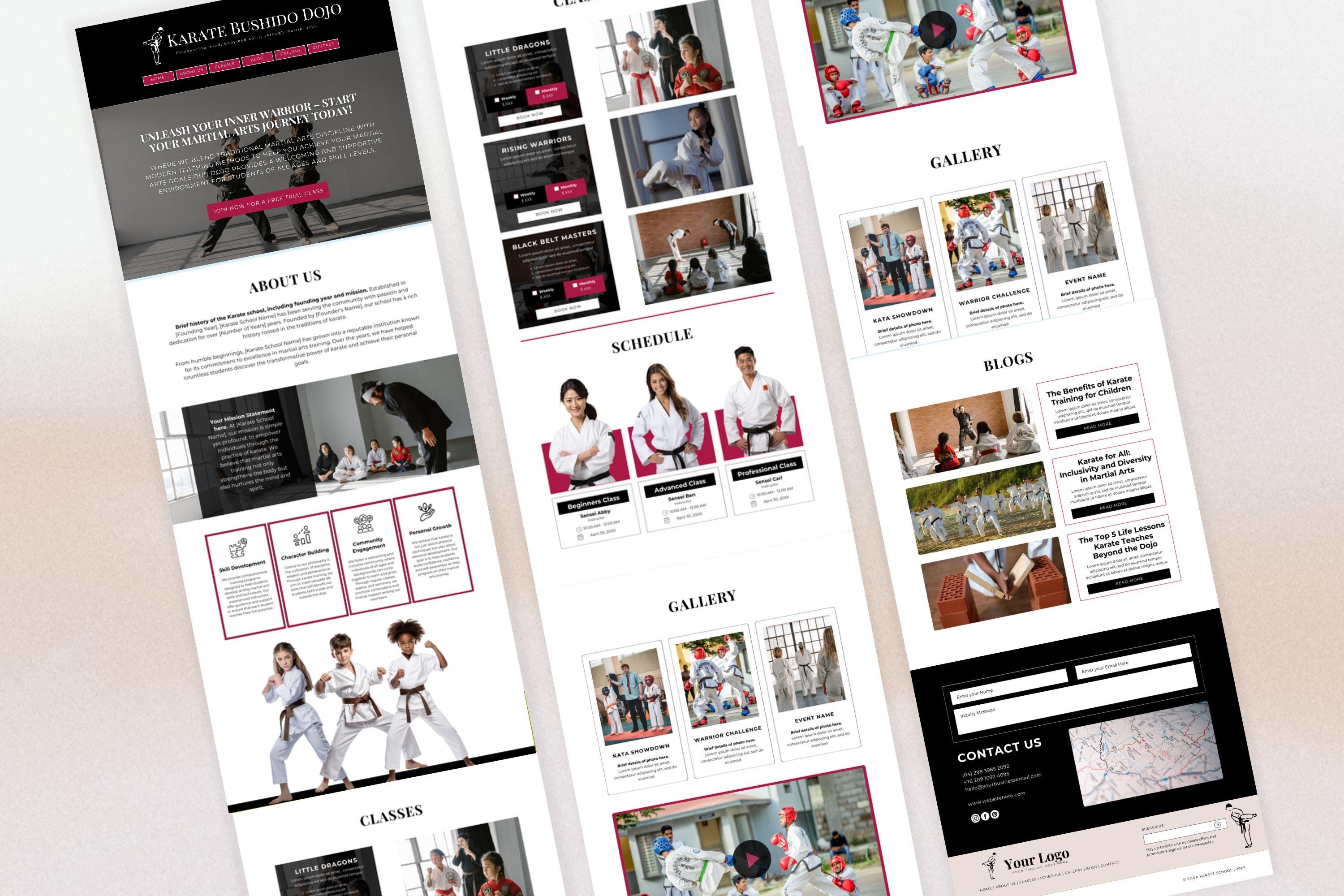 Karate School Website, Canva Template, Dojo Website Design, Landing ...