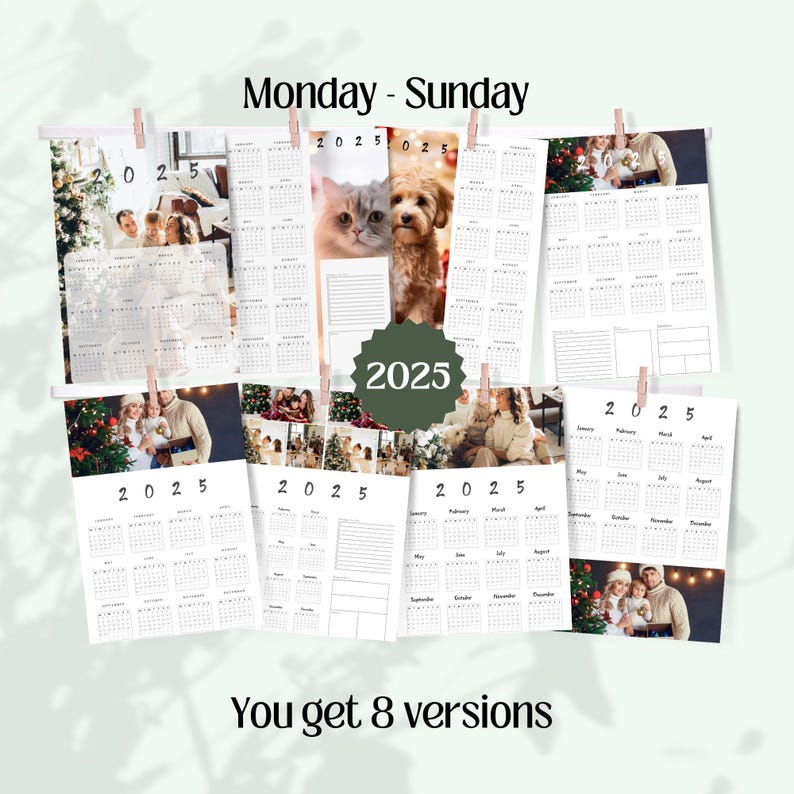 Custom Photo Calendar 2025, Yearly Wall Calendar, Family Photo Calendar ...