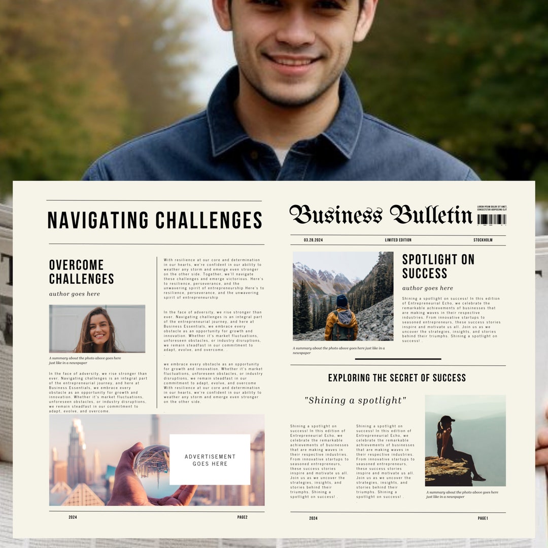 Large Newspaper Template for Business, Editable in Canva, Large A3 Size ...