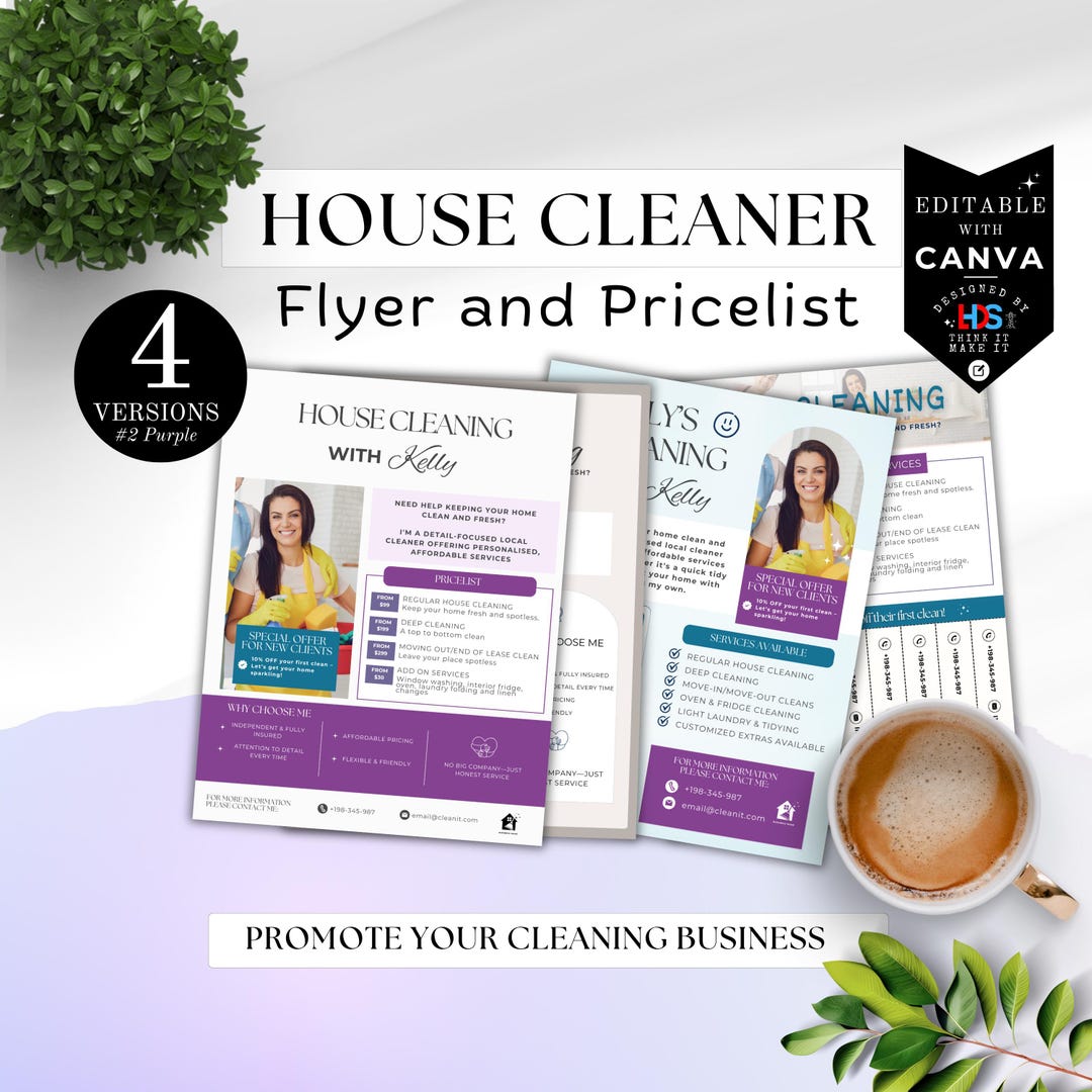House Cleaning Flyer Template, Tear off Flyer, Editable Canva Templates ...